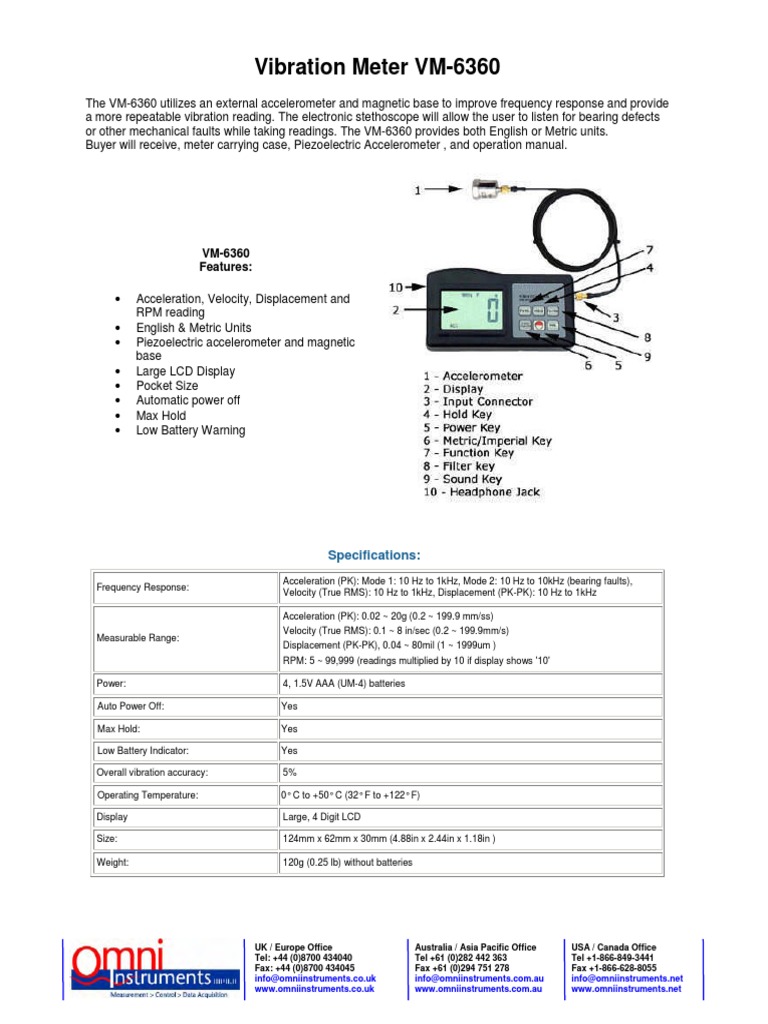 VIbration Meter PDF | PDF | Accelerometer | Frequency