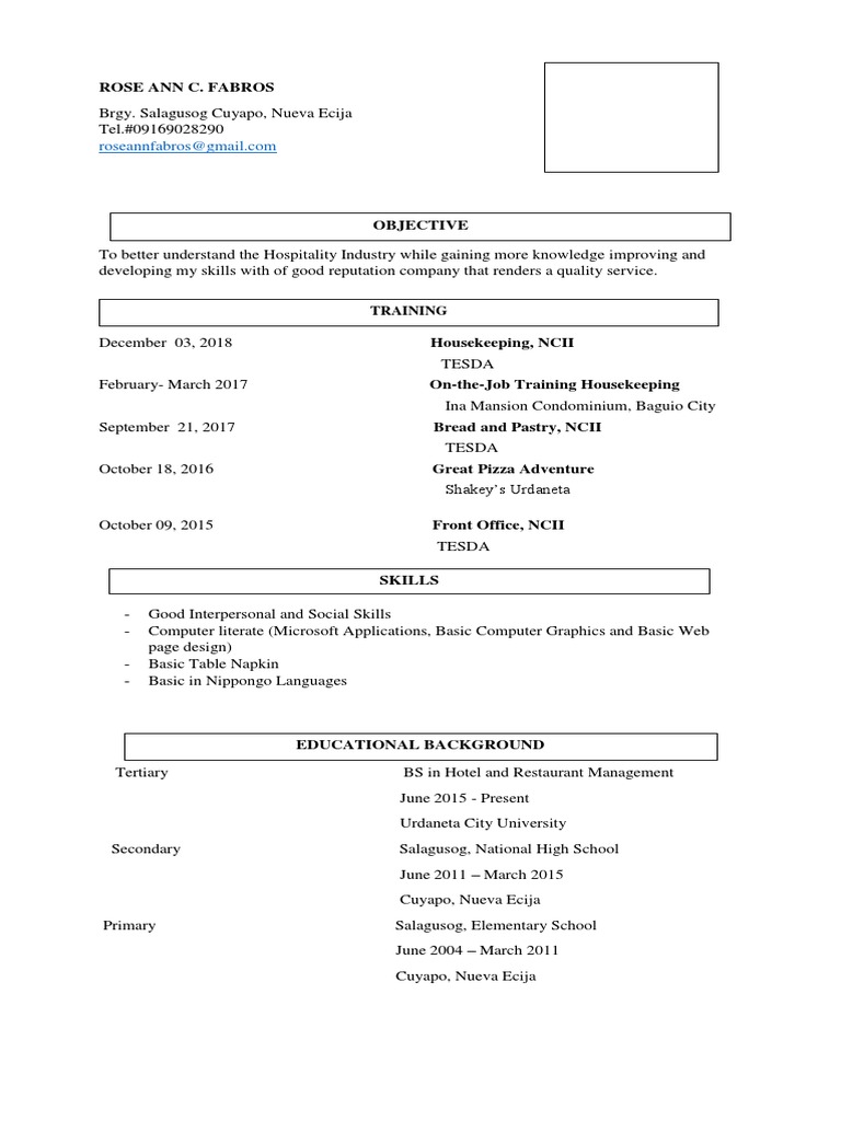 Ojt Resume 20181 | PDF