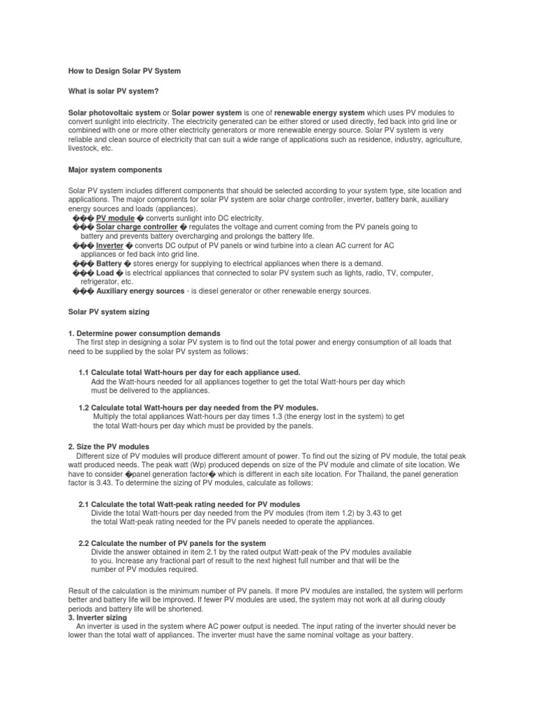 How To Design Solar PV System | PDF | Photovoltaic System | Solar Power