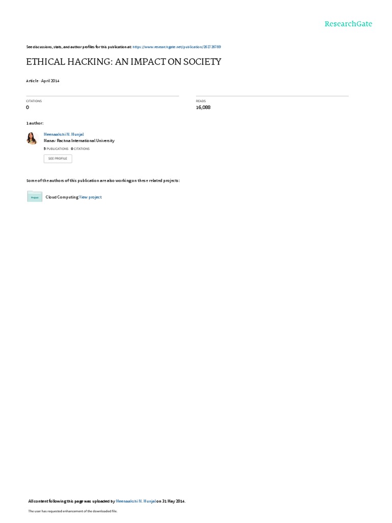 Ethical Hacking: An Impact On Society: April 2014 | PDF | Security ...