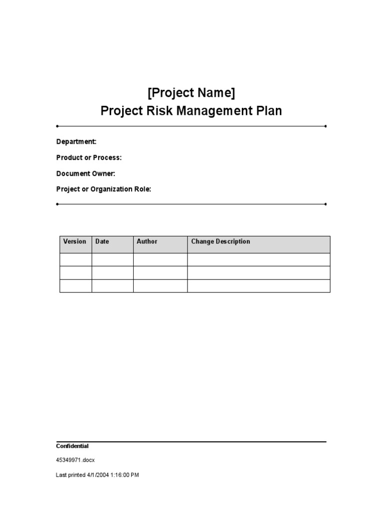 Project Risk Management Plan | PDF | Risk Management | Risk
