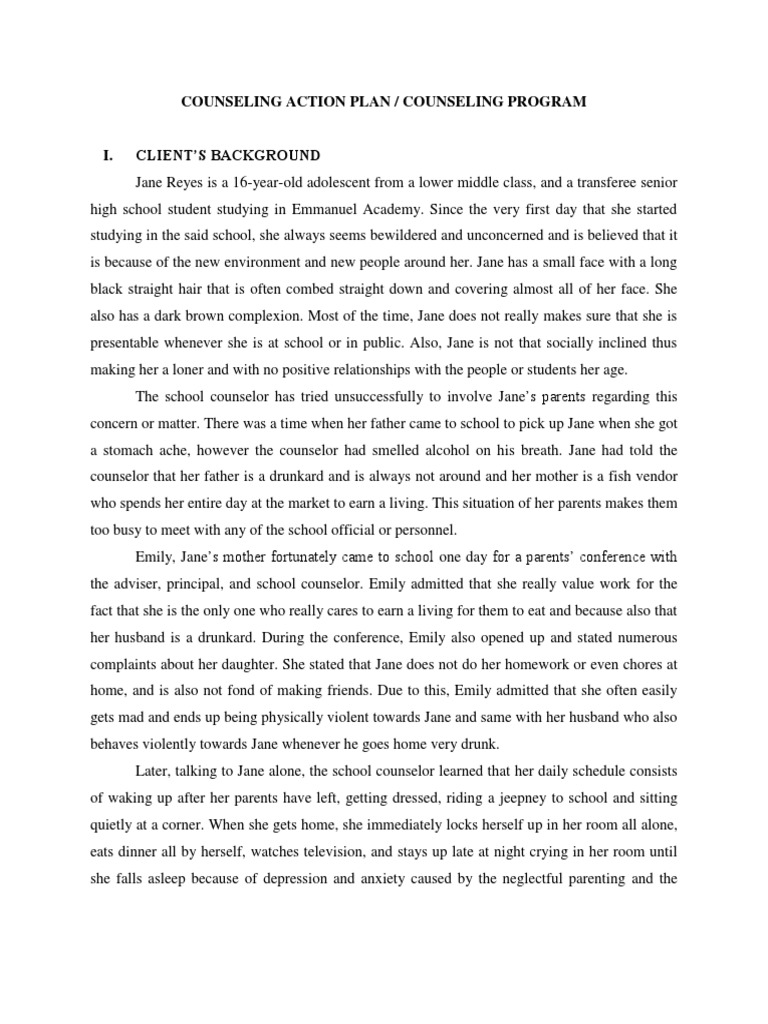 Counseling Action Plan / Counseling Program | Download Free PDF ...