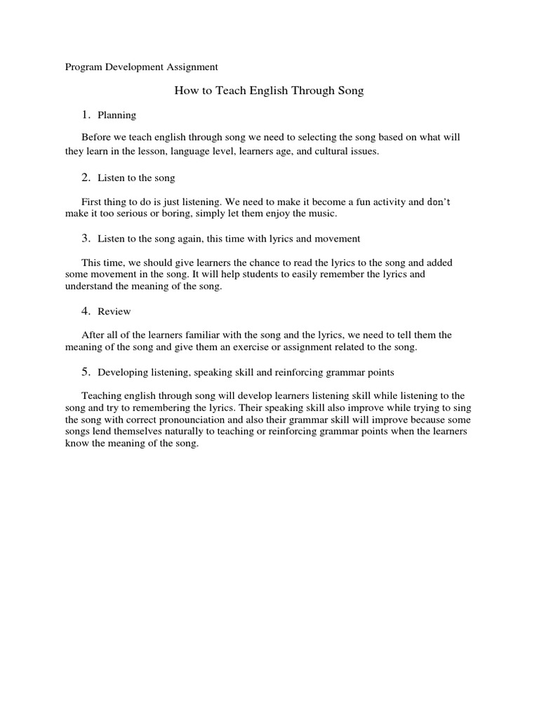 Teach English with Songs | PDF | Language Arts & Discipline | Foreign ...