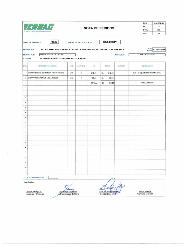 Nota de Pedido PDF | PDF