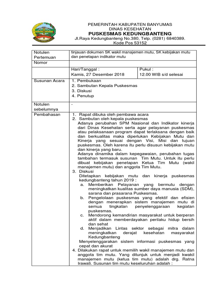 Notulen Review Dokumen SK | PDF