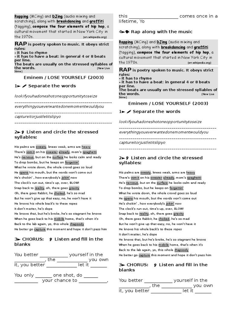 Lose Yourself in The Music Activities With Music Songs Nursery Rhymes ...