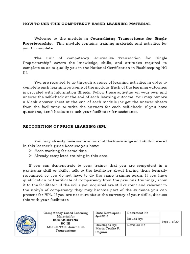 How To Use This Competency-Based Learning Material | Download Free PDF ...