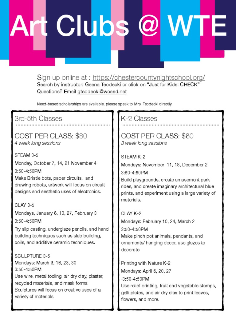 Art Clubs 19-20 | PDF