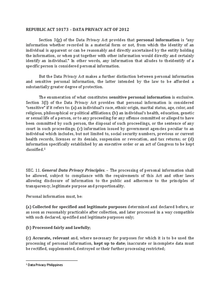 Personal Information Under The Data Privacy Act | PDF | Privacy ...