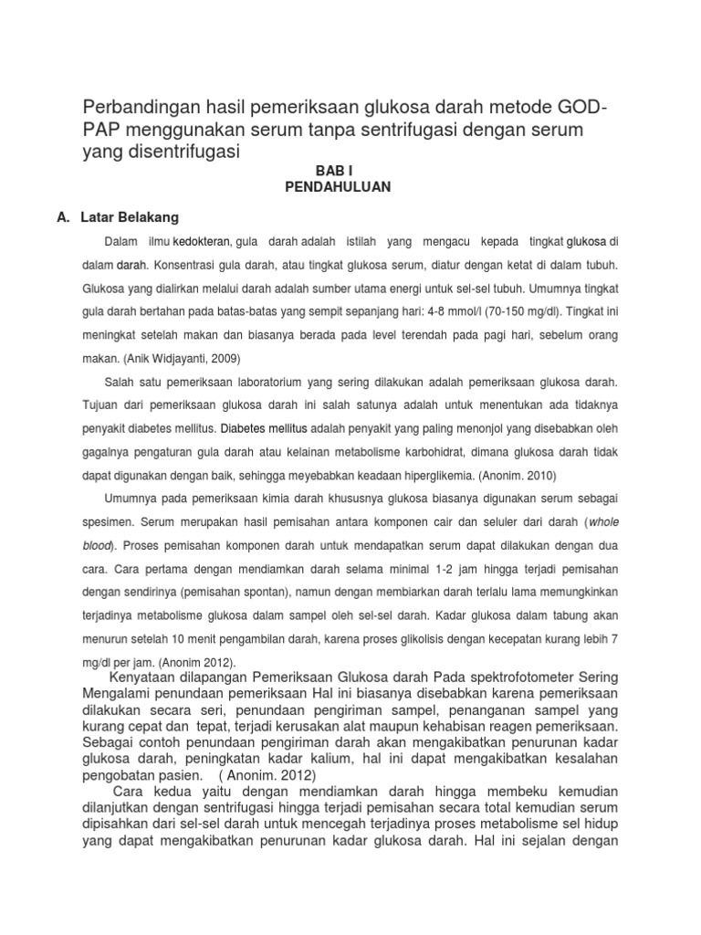 Perbandingan Hasil Pemeriksaan Glukosa Darah Metode GOD | PDF