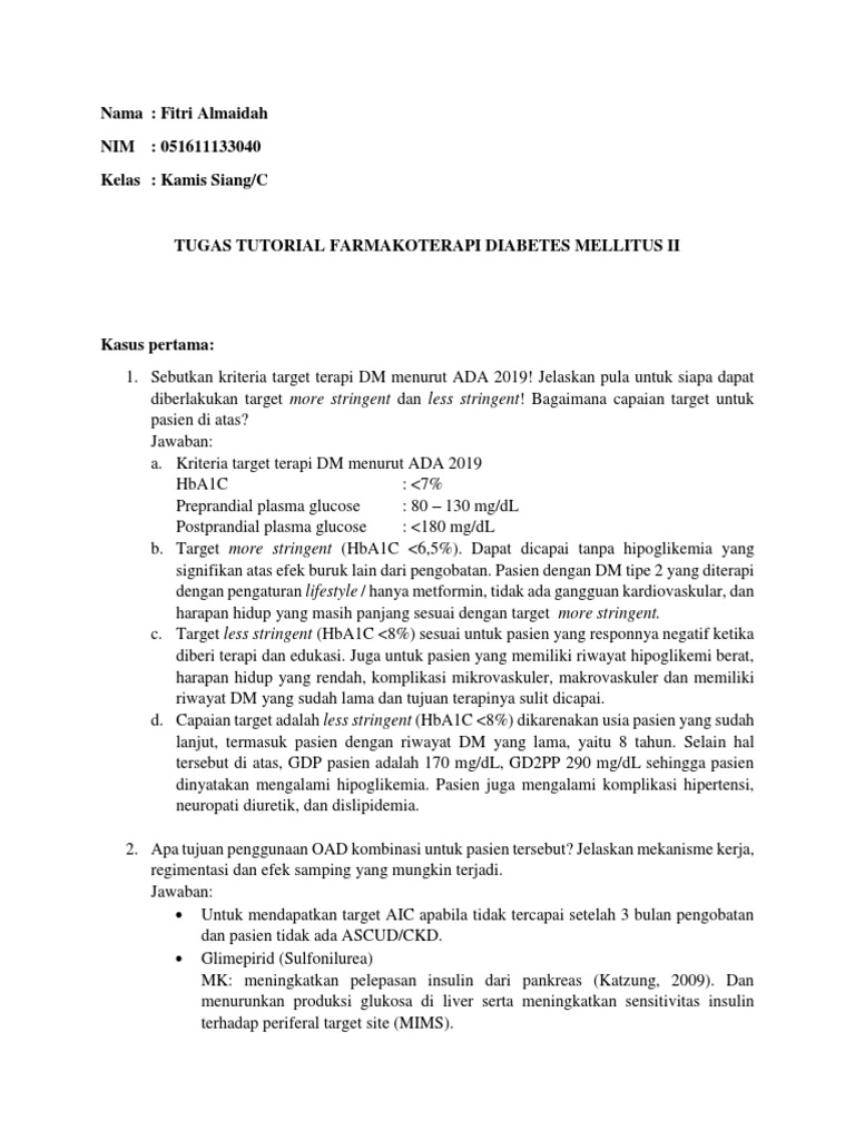 Kriteria Target Terapi Diabetes Melitus II | PDF | Sains & Matematika