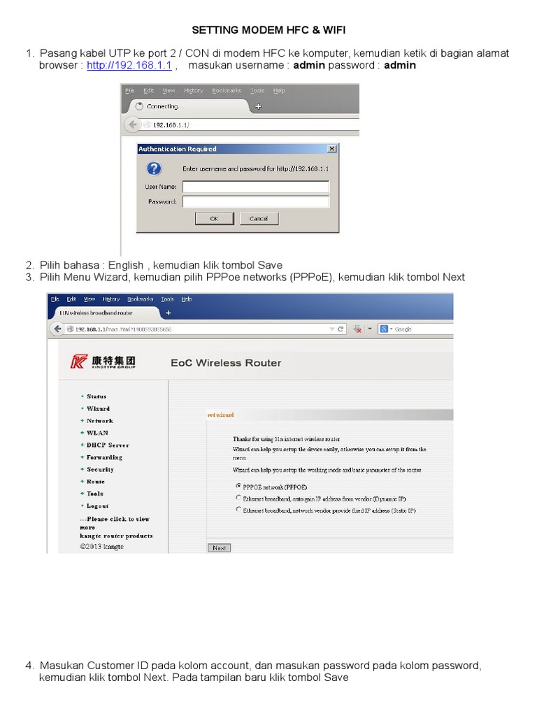 Setting Modem HFC | PDF