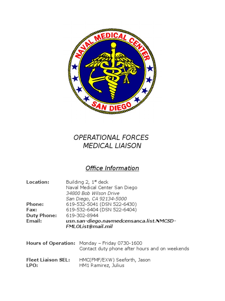 Operational Forces Medical Liaison: Office Information | PDF ...