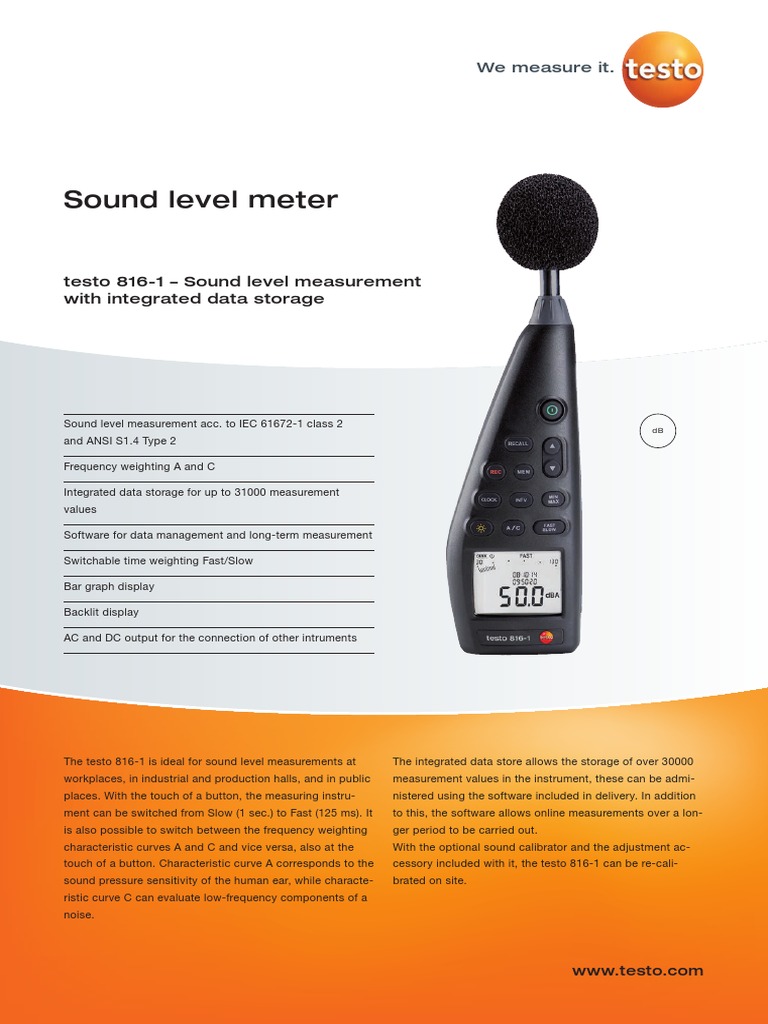 Sound Level Meter: Testo 816-1 - Sound Level Measurement With ...