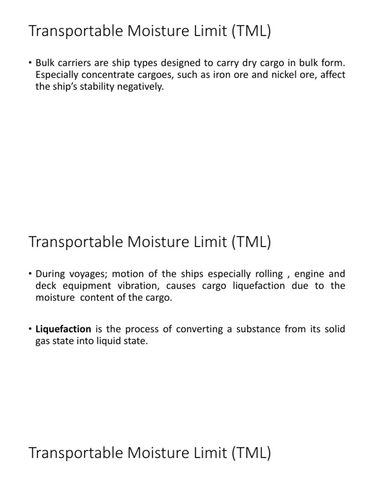 Transportable Moisture Limit (TML) | PDF