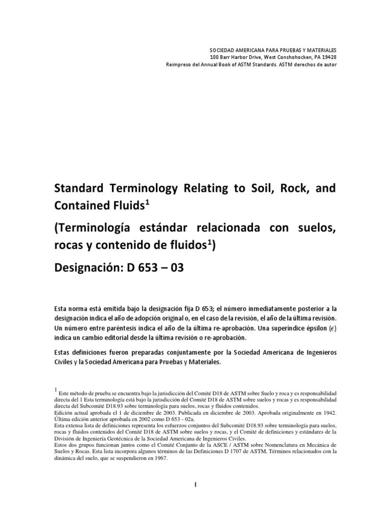 Terminología ASTM D 653 sobre Suelos | PDF | Agua subterránea | Fricción