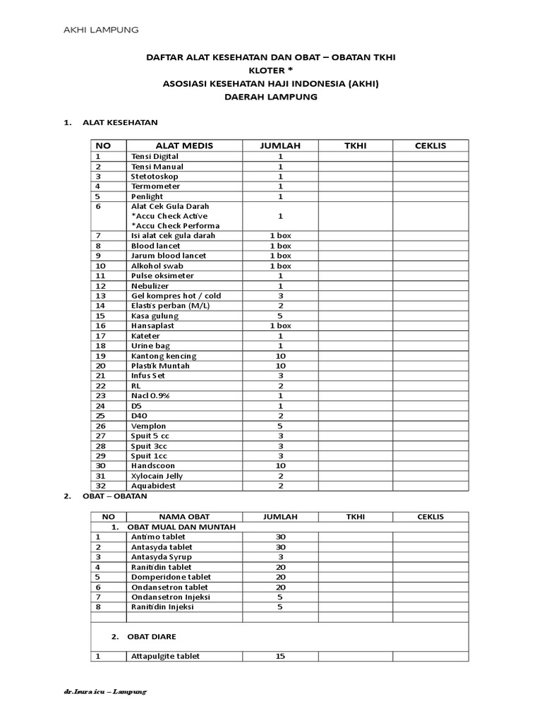 Daftar Obat Dan Alat Kesehatan Pribadi | PDF | Organisasi Kesehatan ...