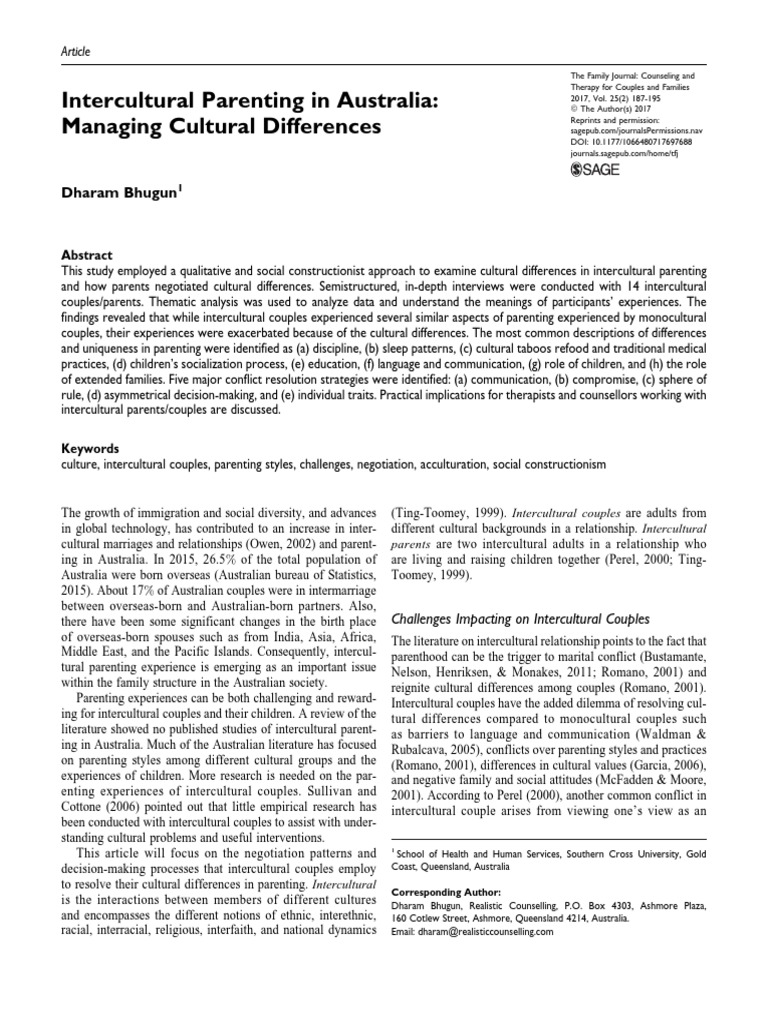 Intercultural Parenting in Australia: Managing Cultural Differences ...