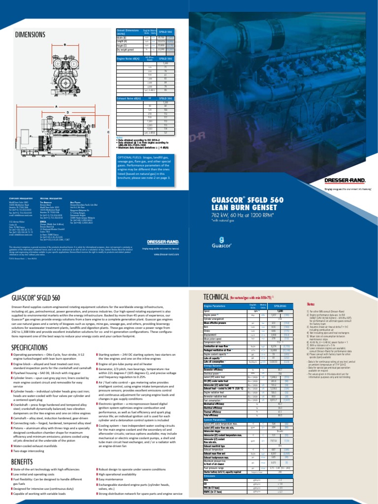Dimensions: Guascor SFGLD 560 Lean Burn Genset | PDF | Internal ...