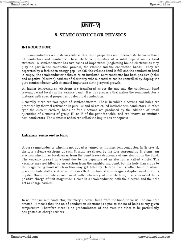 Engineering Physics Notes | PDF | Semiconductors | Doping (Semiconductor)