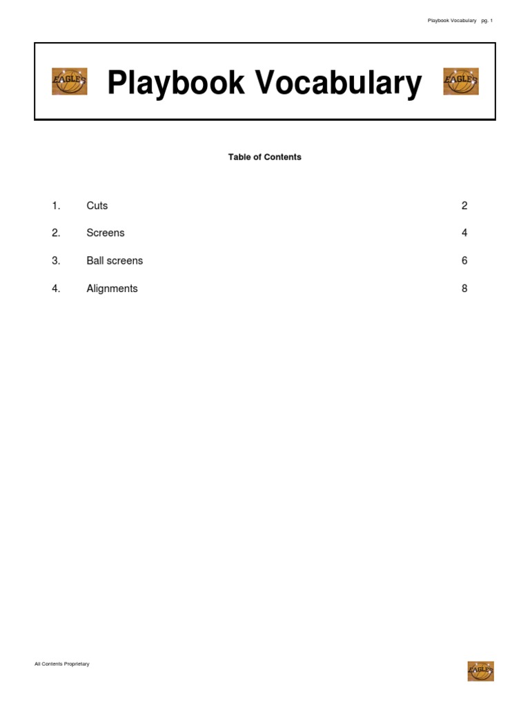 Playbook Vocabulary Pdf Sports Rules And Regulations Teams