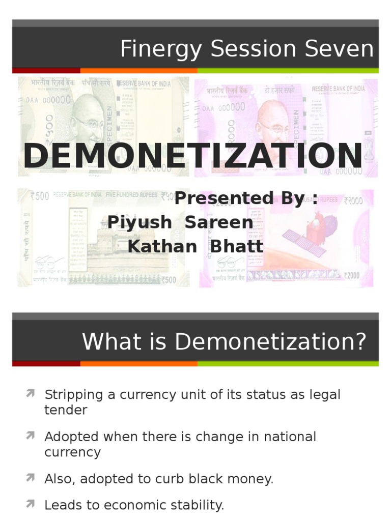 Understanding Demonetization | PDF | Legal Tender | Government Budget ...