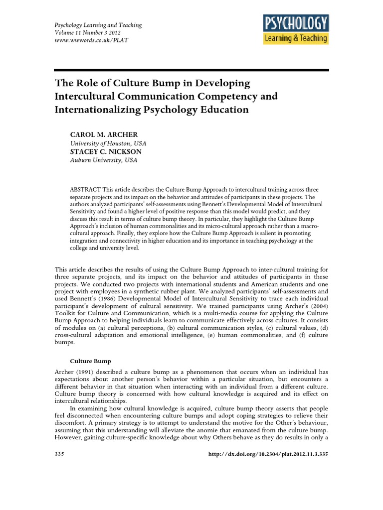 The Role of Culture Bump in Developing Intercultural Communication ...