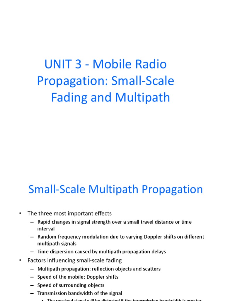 Understanding Mobile Radio Propagation: An In-Depth Examination of Small-Scale Fading and ...