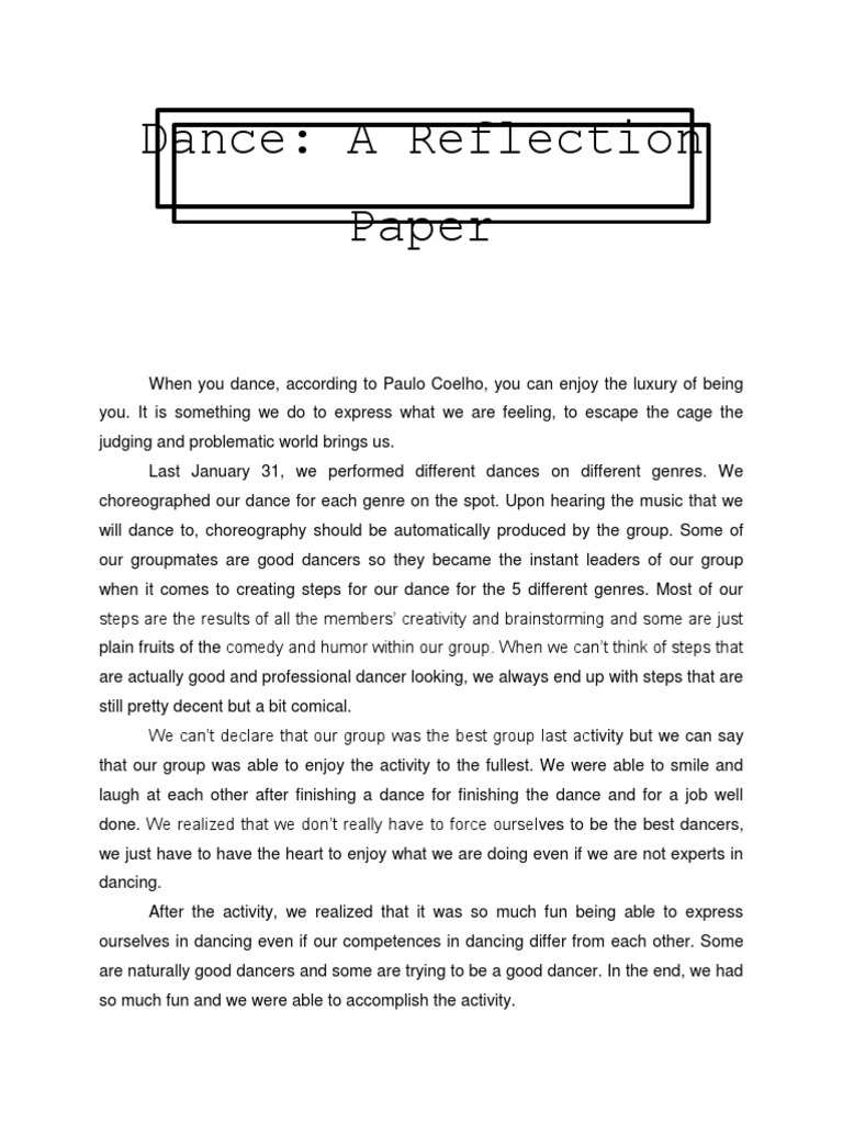 Dance Reflection Paper | PDF