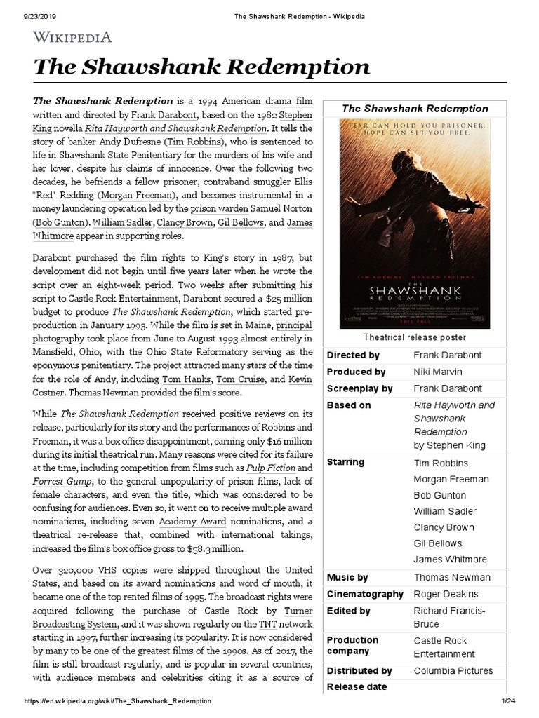 The Shawshank Redemption | PDF | Prison