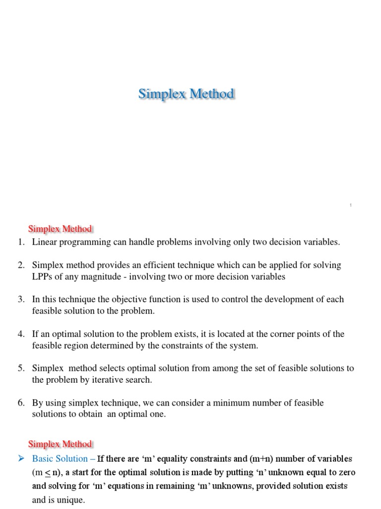 4.simplex Method | PDF | Mathematical Optimization | Mathematical Concepts