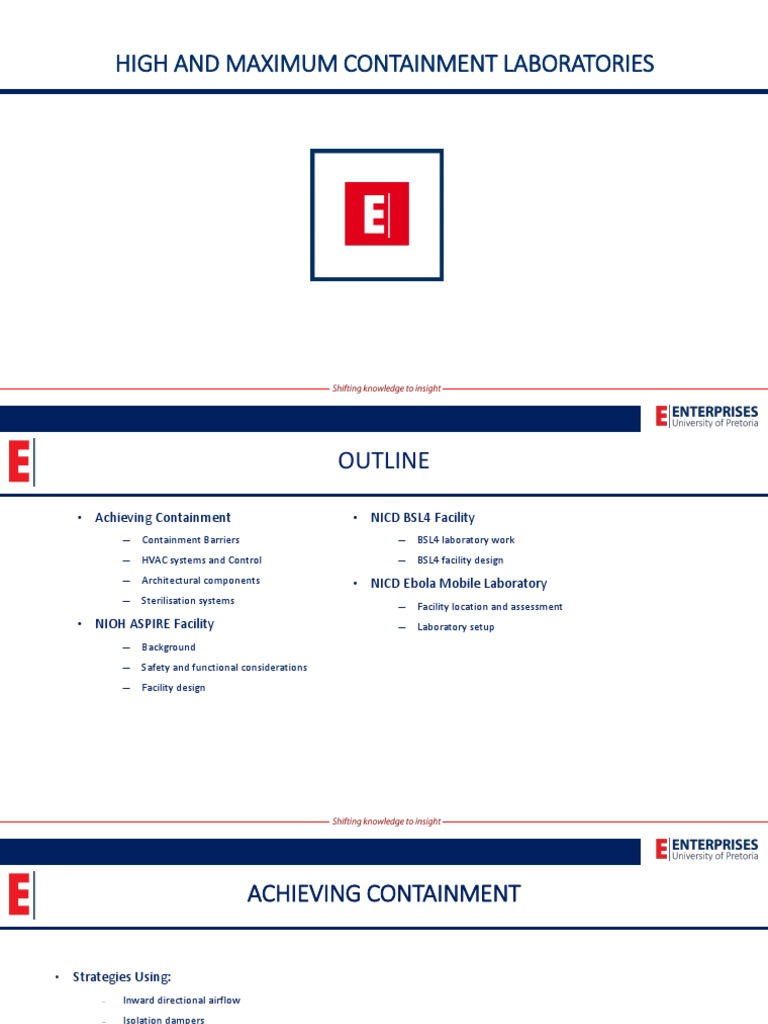 Design and Operation of High Containment Laboratories: A Comparison of ...