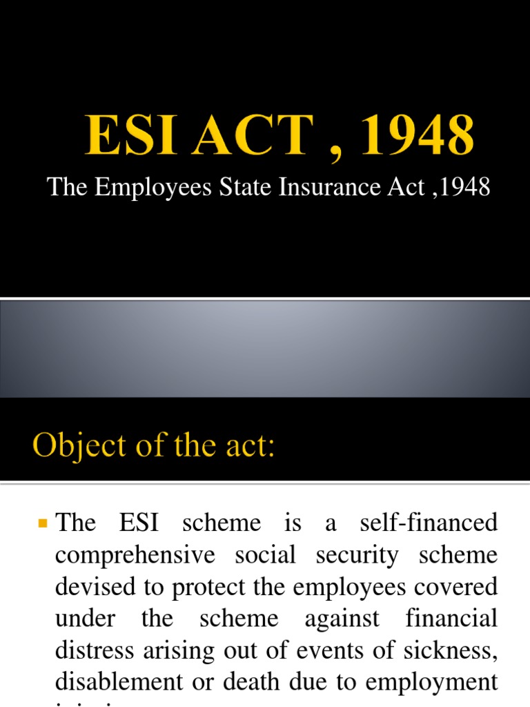 ESI ACT, 1948 (Team 3) | PDF | Employment | Government