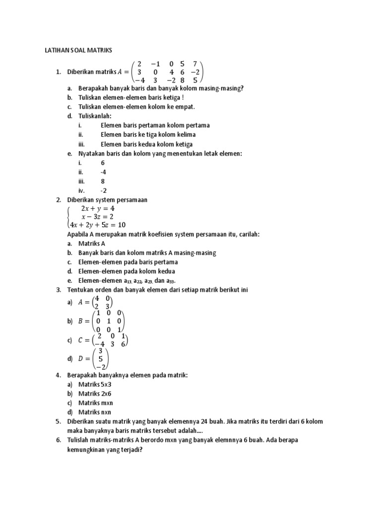 Latihan Soal Matriks | PDF
