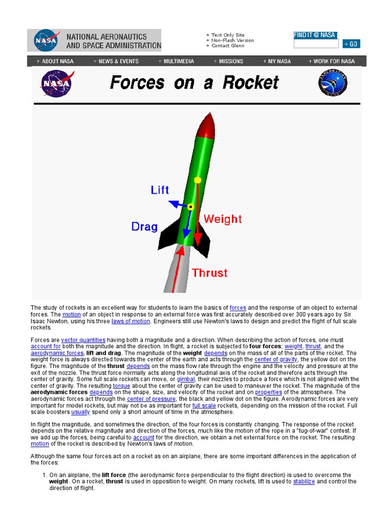 Forces Acting on Rockets During Flight | PDF | Rocket | Thrust