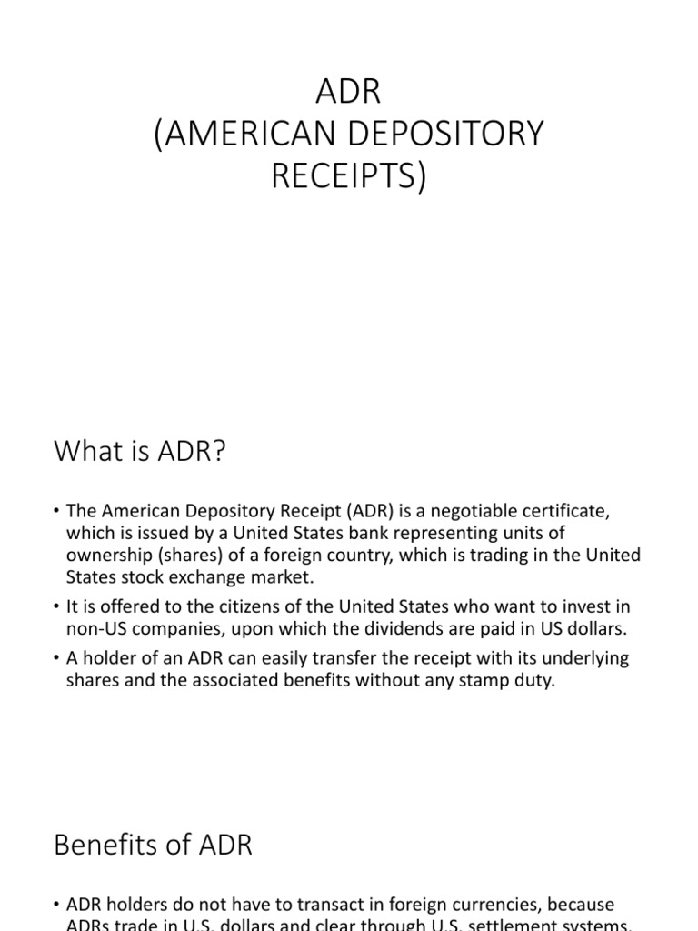 ADR (American Depository Receipts) | PDF | American Depositary Receipt ...