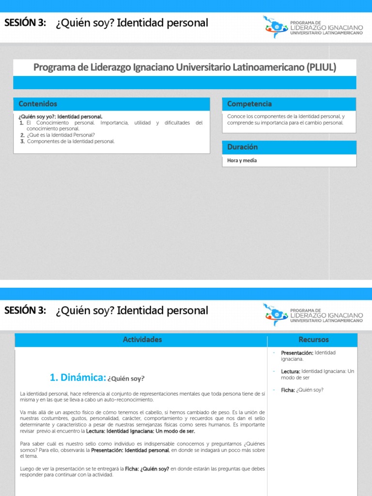 S3 - Guía para El Participante-¿Quién Soy Identidad Personal | PDF ...