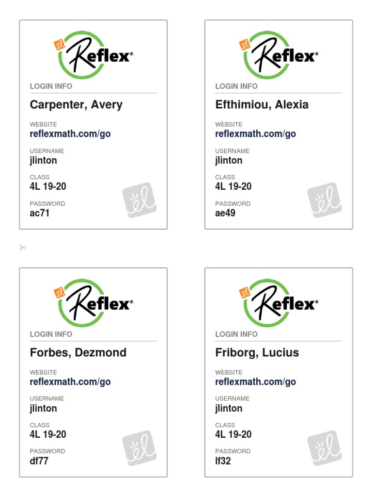 Reflex - Student Login Cards | PDF | Computer Access Control | Access ...