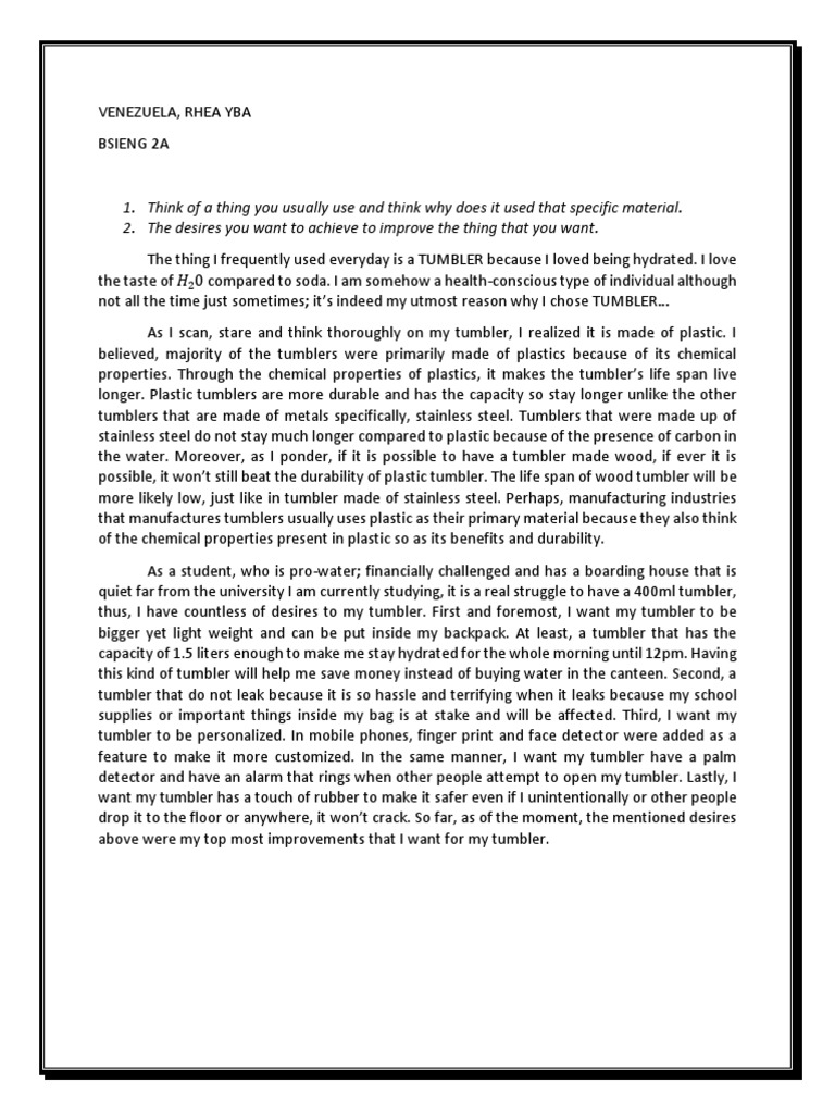 Enhancing My Ideal Tumbler Design | PDF | Steel | Plastic