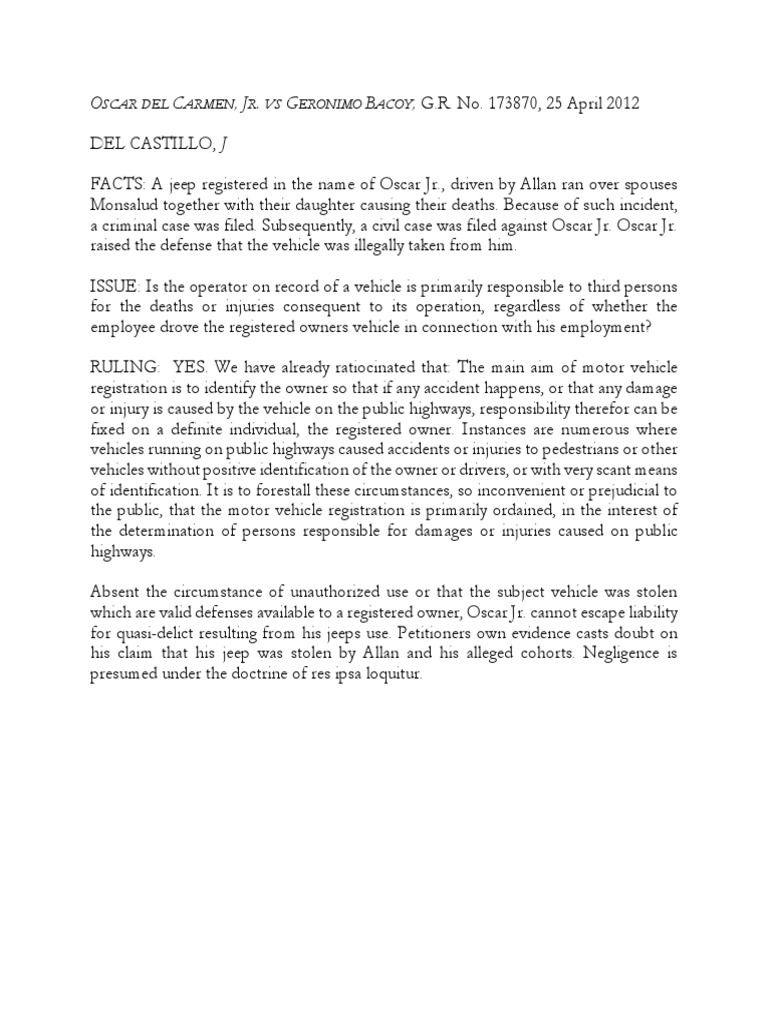 O C, J - G B, G.R. No. 173870, 25 April 2012: Scar Del Armen R VS ...