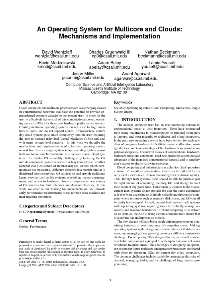 Os For Multicore And Clouds Pdf Pdf Multi Core Processor Cloud
