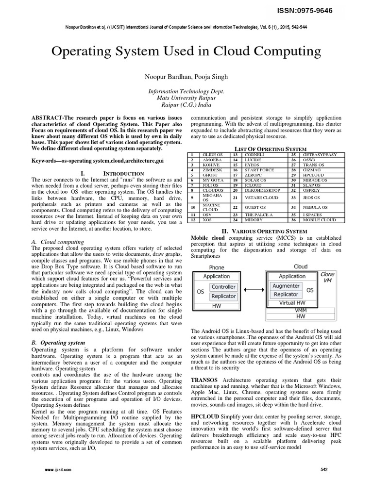 Operating System Used in Cloud Computing PDF | PDF | Operating System ...
