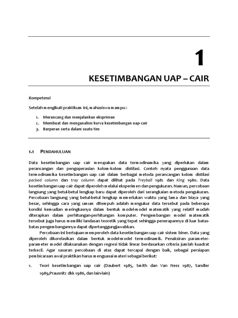 Modul#1-Kesetimbangan Uap Cair PDF | PDF