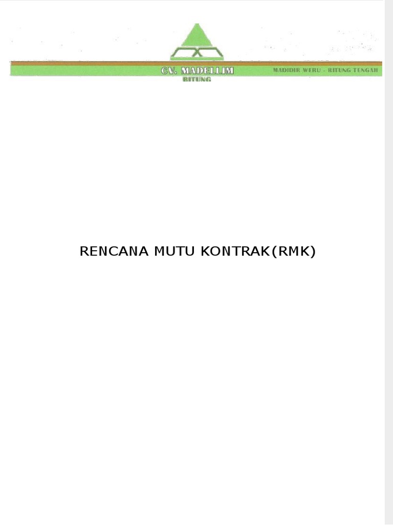 Rencana Mutu Kontrak | PDF