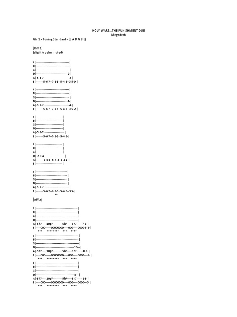 Holy Wars Tab | Download Free PDF | Necked Lutes | Chordophones