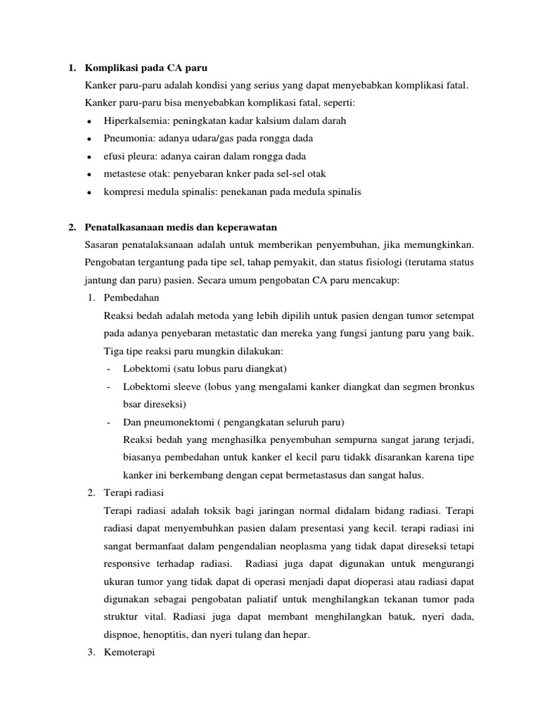 Komplikasi Pada CA Paru | PDF