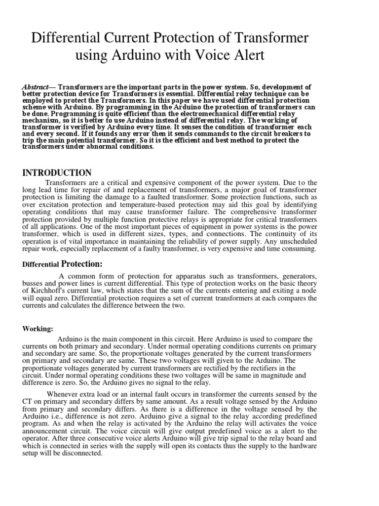 Differential Protection Using Arduino | Download Free PDF | Relay ...
