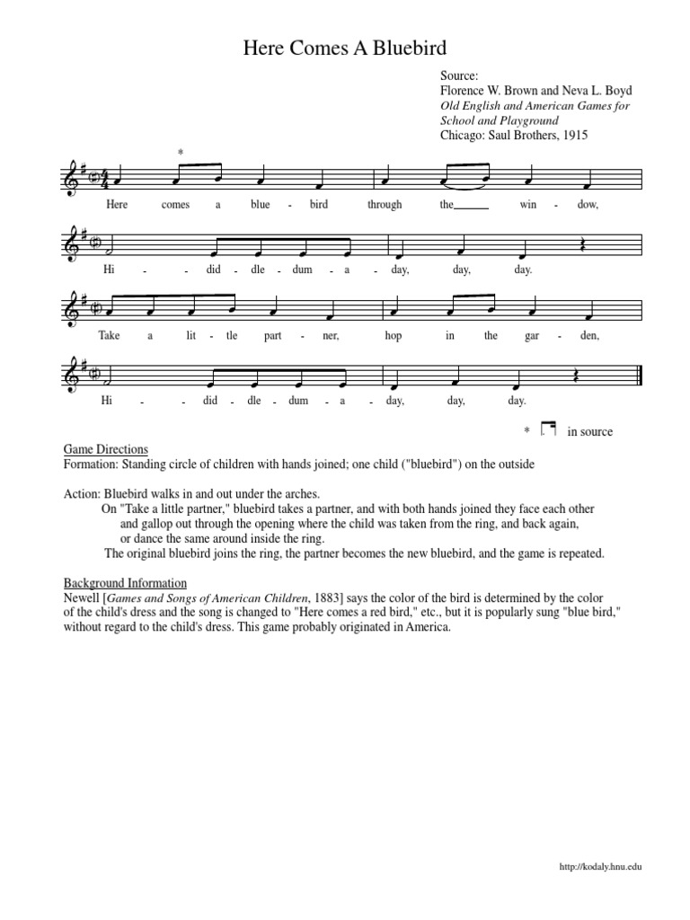 Here Comes a Bluebird: A Traditional American Children's Game | PDF