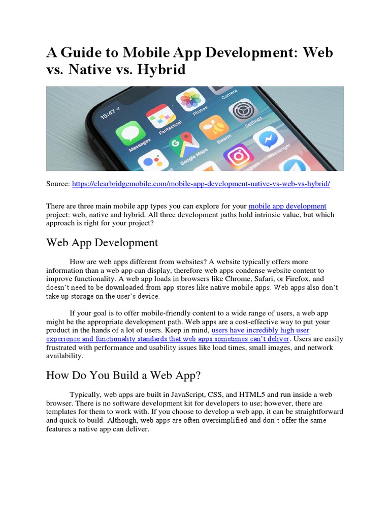 A Guide To Mobile App Development: Web vs. Native vs. Hybrid | PDF ...