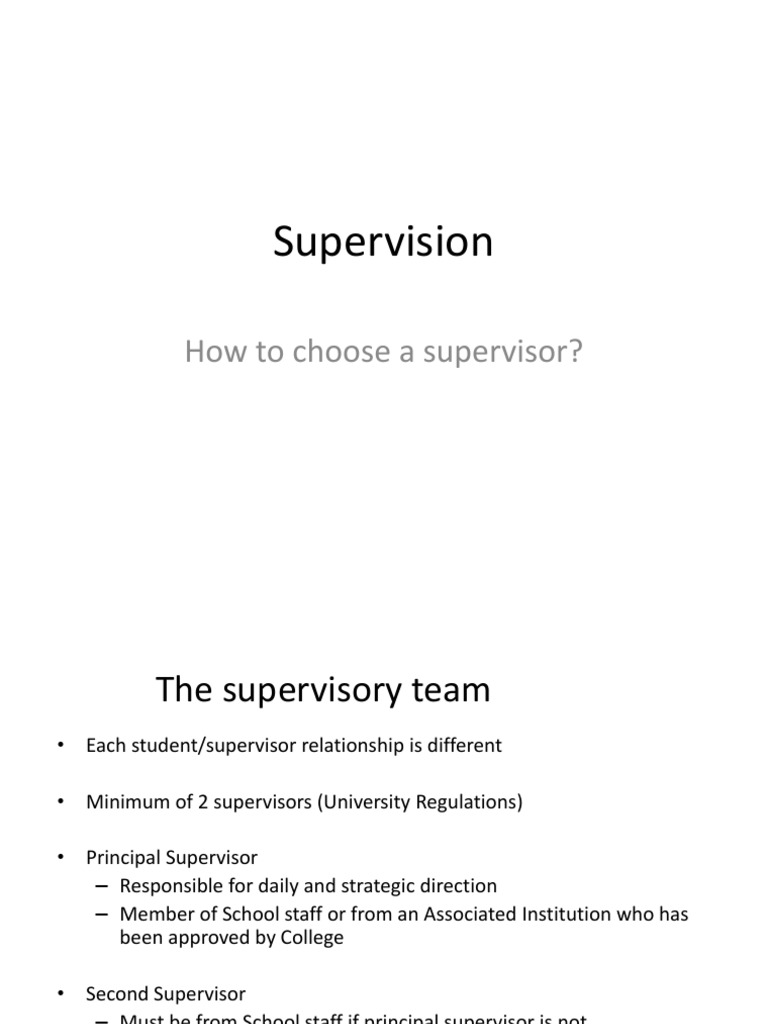 Supervision: How To Choose A Supervisor? | PDF | Thesis | Doctorate